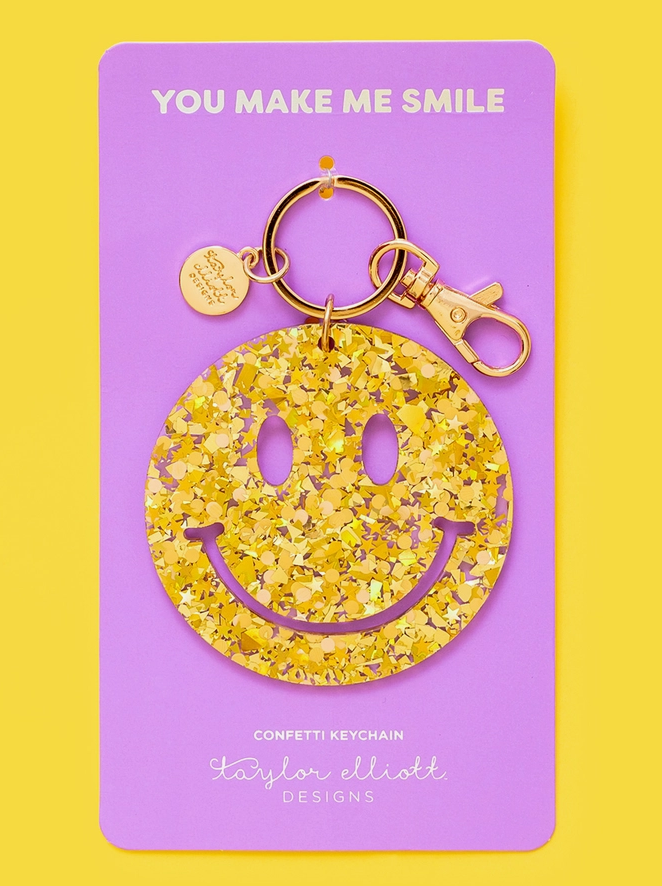Smiley Keychain – Rhinestones and Roses
