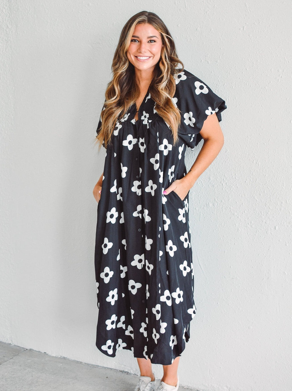 Floral Frenzy Midi Dress – Rhinestones and Roses