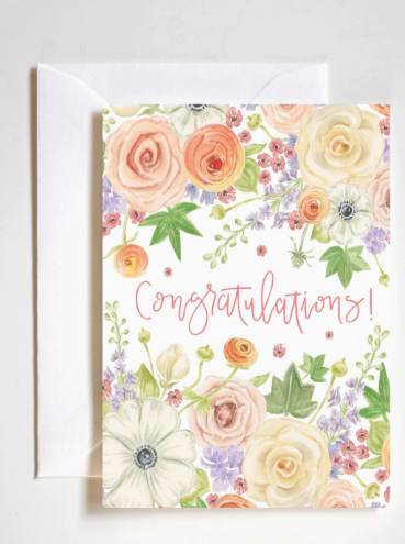 Floral Congrats Card – Rhinestones and Roses