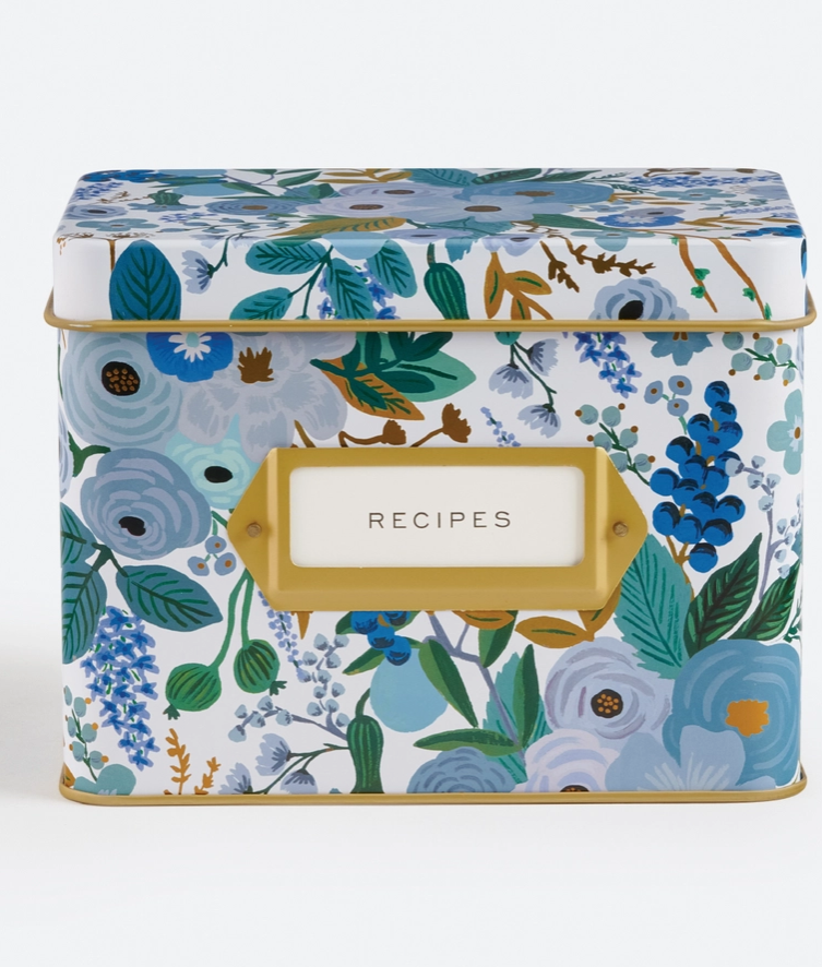 Blue Floral Recipe Box – Rhinestones and Roses
