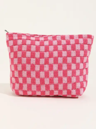 Large Checker Makeup Bag – Rhinestones and Roses