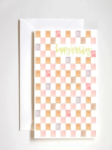 Pink Checker BDay Card – Rhinestones and Roses