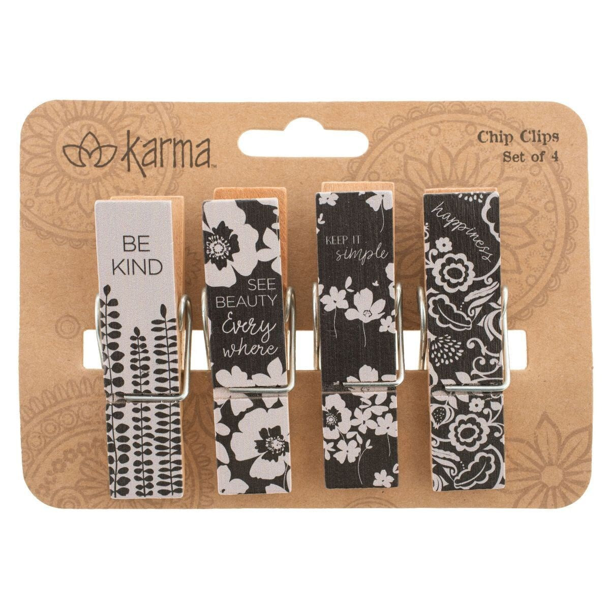 Black Floral Chip Clips – Rhinestones and Roses